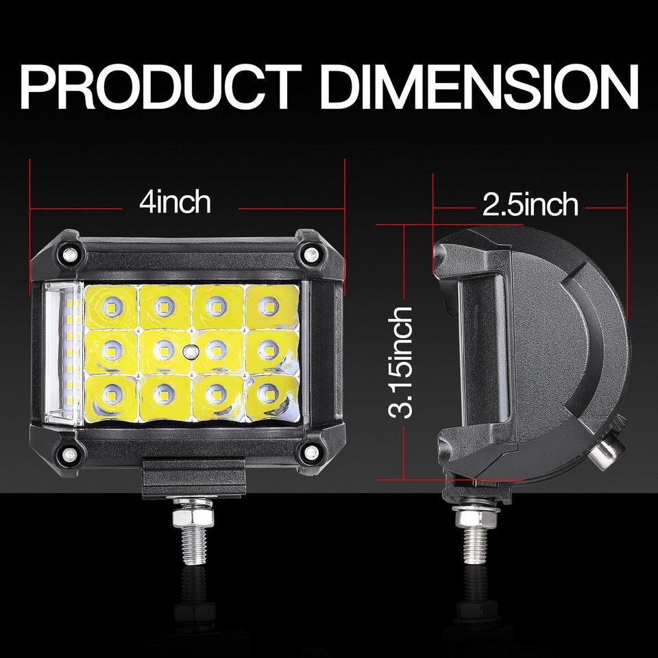 2pc Side Shooter 4" LED Light Bar Side Shooter Spot dually pods work ...