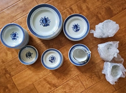 Vintage 8 Pc Dinner Setting & 1 Finger Bowl Blue Decoration by Royal ...