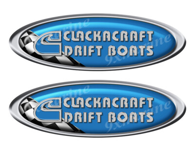 Two Clackacraft Vinyl Racing Oval Stickers 10" long each- Rendered to ...