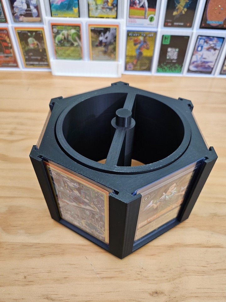 1x Spinning Stackable Trading Card Display Stand for 6 Toploaders ...
