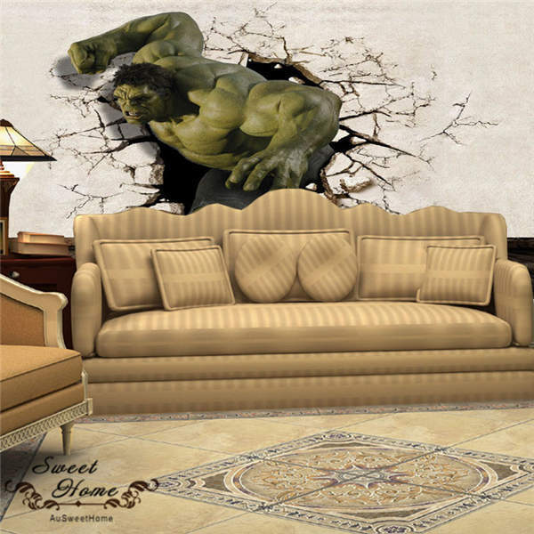 3D Big Hulk Break Out Wall Wallpaper Full Wall Mural Photo Printed Home ...