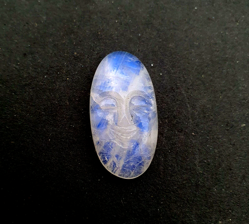 Natural Rainbow Moonstone Hand Carved Face Loose Gemstone 18*34 MM 43 ...