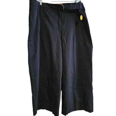 Size 18 Worthington Black Wide leg crop capris business formal work | eBay