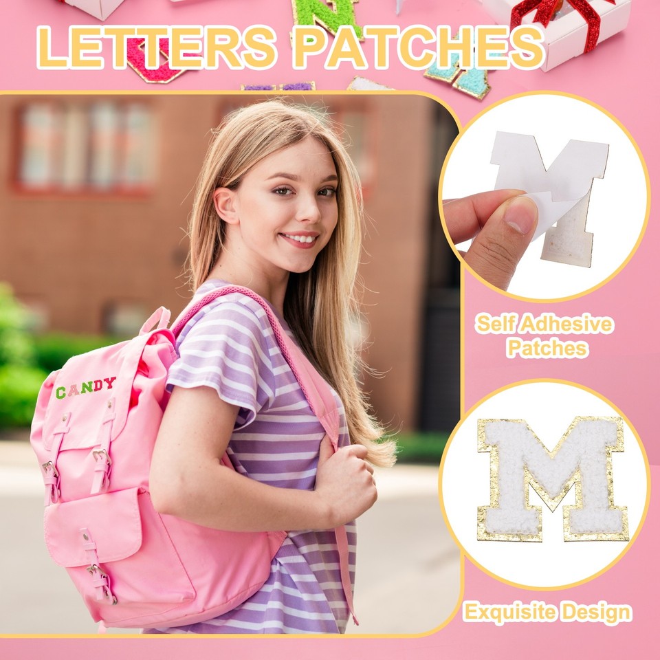 6 Pcs Letters Patches Initial Letters m Self-Adhesive Patches White | eBay