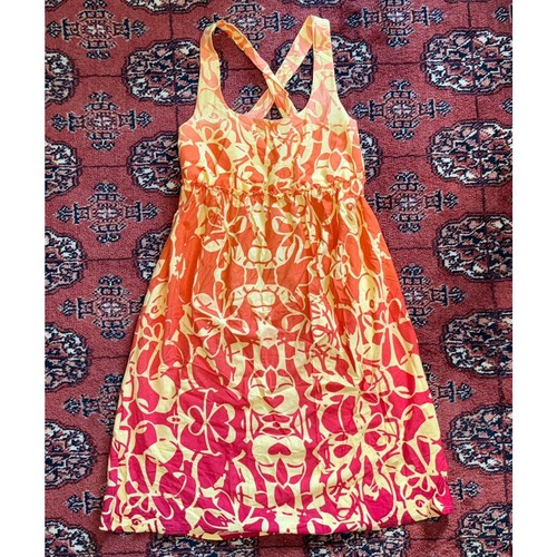 Mossimo Supply XS Yellow Orange Floral Fade Print Soft Knit Trapeze ...