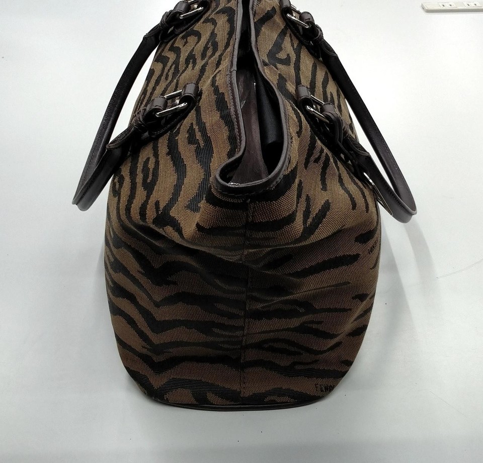 FENDI Zebra Print Tote Bag Used Rare Designer Purse 2510TK | eBay