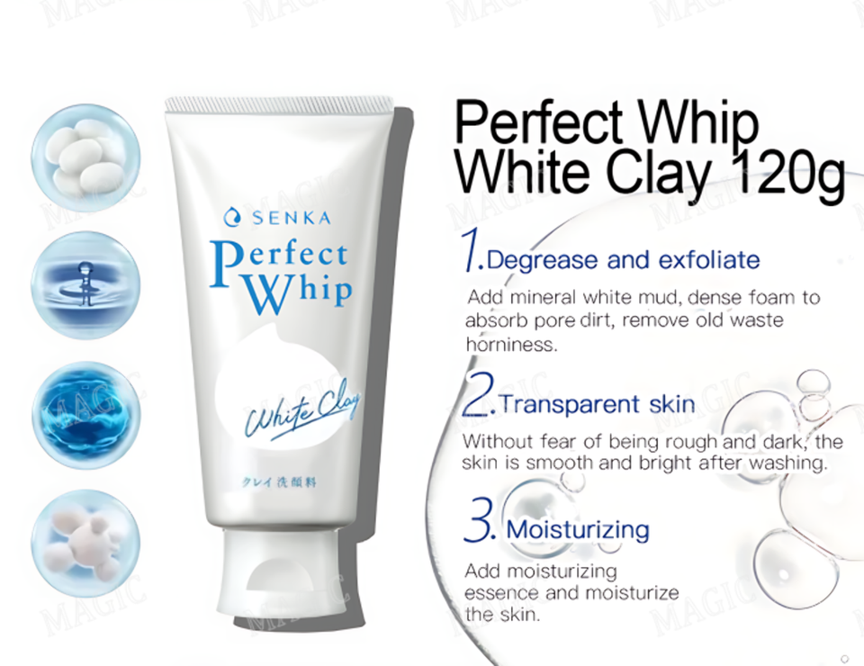 Senka Perfect Whip White Clay Facial Cleanser – 120g | eBay