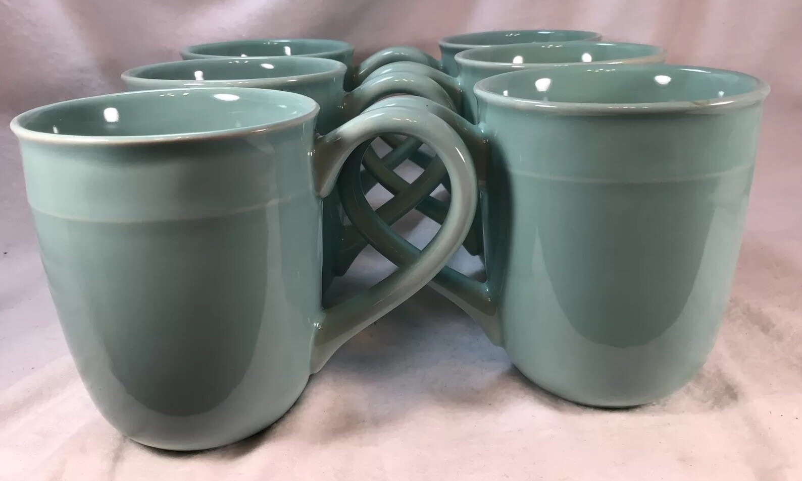 Food Network Coffee Mugs FONTINA Aqua BLUE #10375031 Set of 6 | eBay