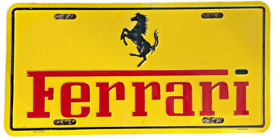Ferrari License Plate Aluminum Yellow Red Black Used 12" x 6" Men ...
