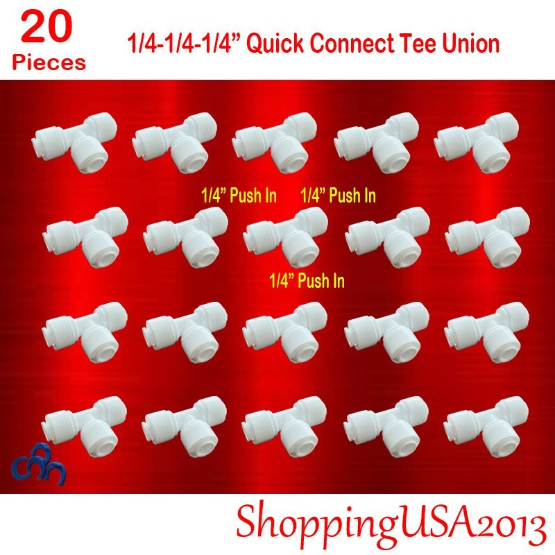 20 X Quick Connect Tee Fitting Connector 1/4-1/4" Water Filter RO ...