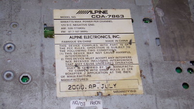 Alpine CDA-7863 CD In Dash Receiver ( No Faceplate)*Free Shipping* | eBay