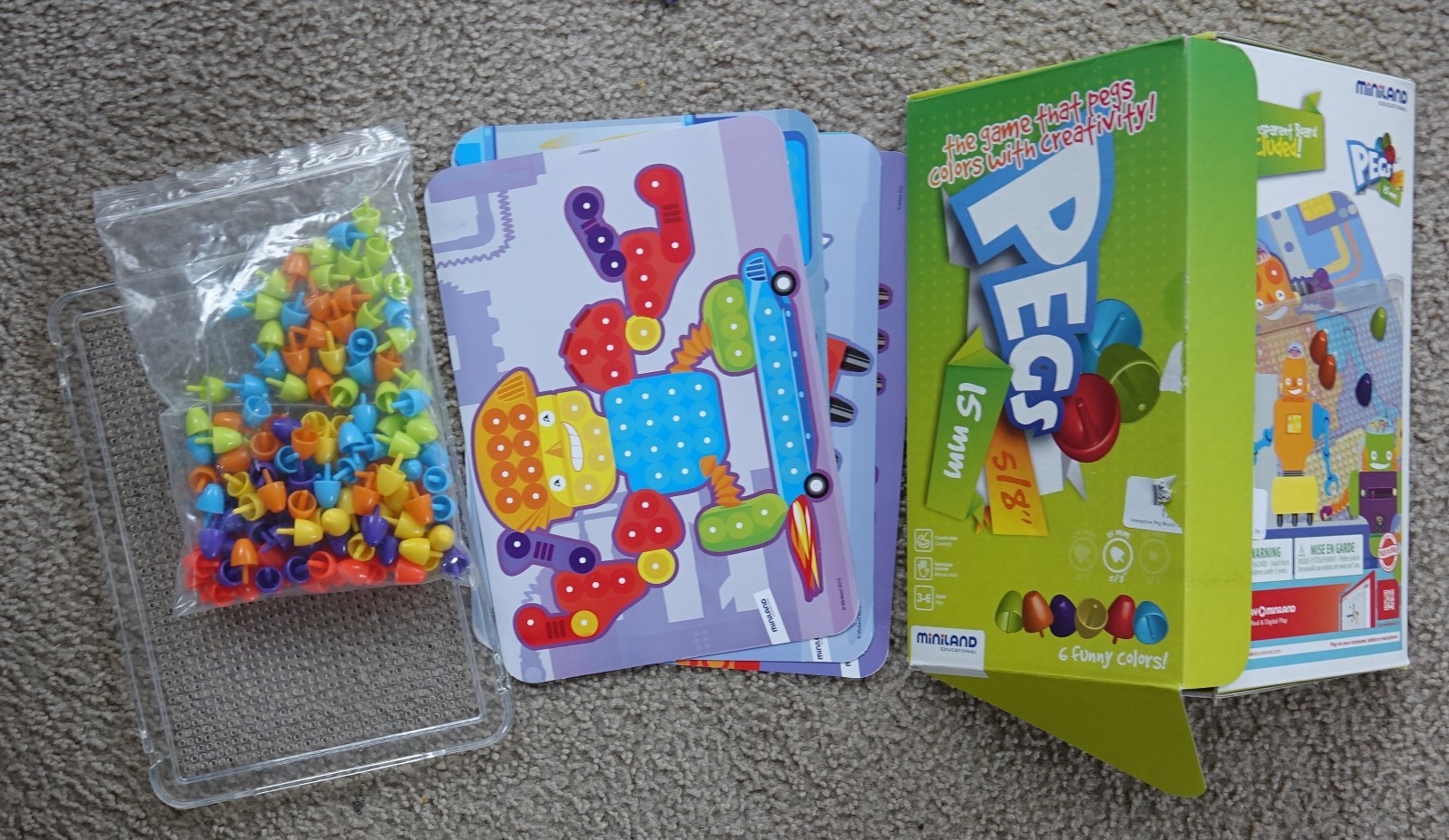 Miniland Interactive Peg Board Game with 150 Pegs & 6 Worksheets | eBay