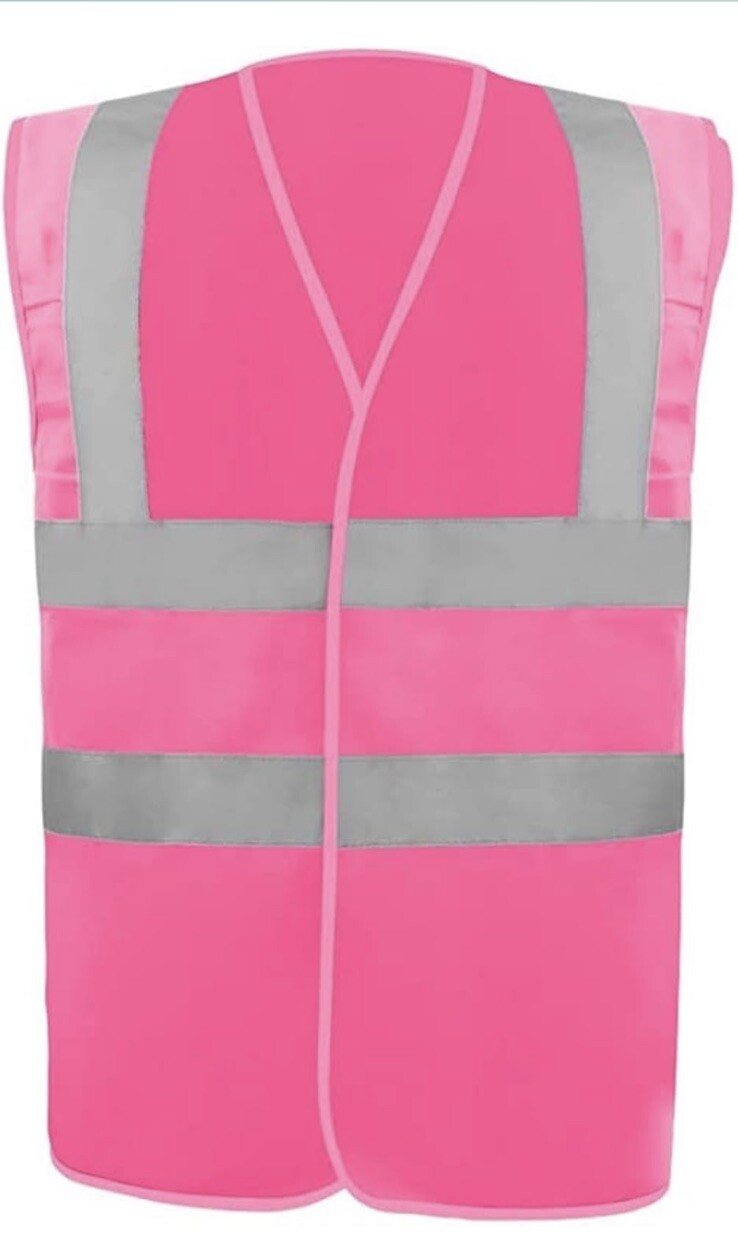 Safety Vest Reflective Stripes Safety Knitted Vest Bright Large Pink | eBay