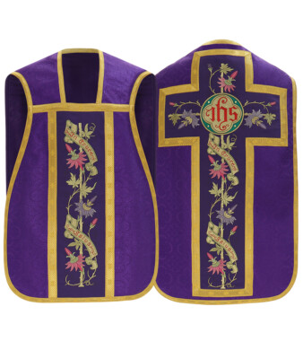 Purple Violet Roman Fiddleback Chasuble with stole Vestment Casulla ...