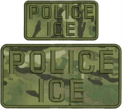 POLICE I C E EMBROIDERY PATCH 5X10 AND 2.5X5 HOOK ON Back multicam/Od ...
