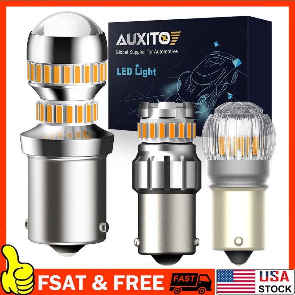 2X BA15S 1156 LED TURN SIGNAL INDICATOR BULBS GLOBES AMBER NO HYPER ...