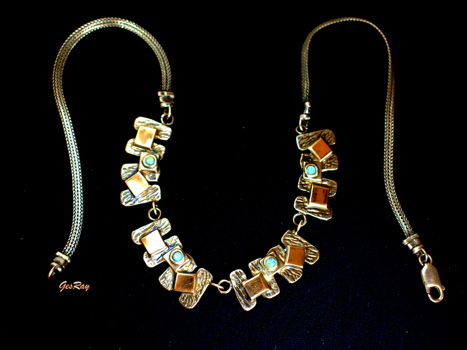 DK 14K 925 Sterling Silver Opal Collar Necklace DK Contemporary ...