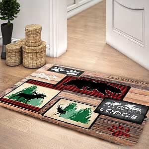 Cabin Bear Bathroom Rug Rustic Wildlife Bath Mat Bear Cabin Rugs 17X29 ...