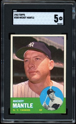 1963 Topps #200 Mickey Mantle SGC 5 CENTERED | eBay