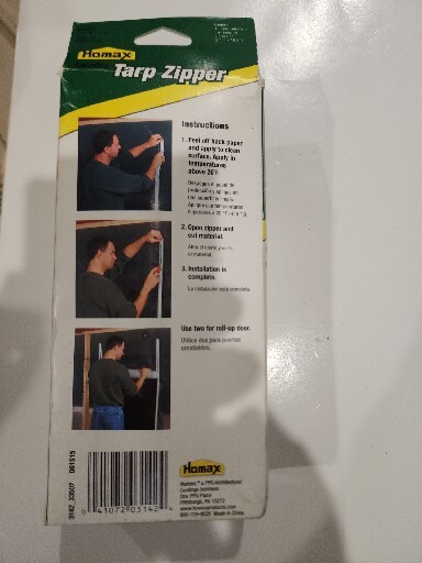 Homax Cinchtite Tarp Zipper Door - Peel & Stick 7 foot high NEW (Patio ...