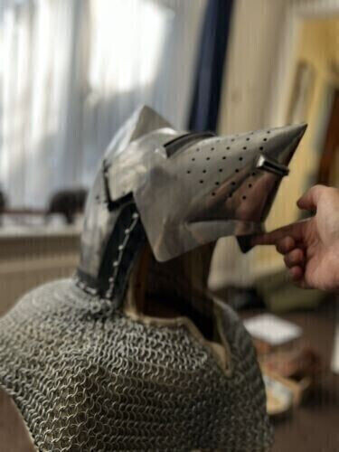 Sliver Medieval Knight Pig Faced Bascinet Aventail Helmet Perfect ...