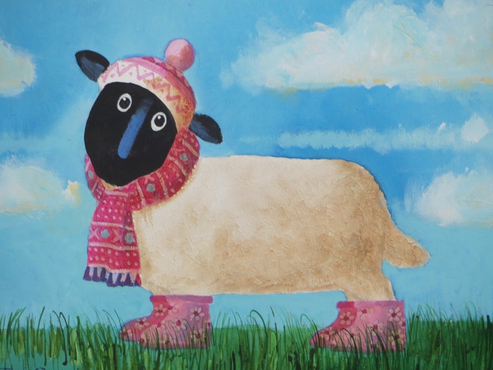 Toni Goffe - Heather the Sheep - Original Box Canvas Painting - Signed ...