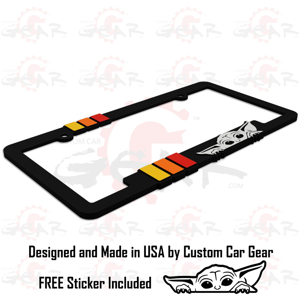 2 RETRO YODA-Grogu License Plate Frame Fits Toyota Tacoma & Valve Stem ...