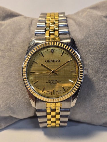 GENEVA Watch Men’s Diamond Quartz Water Resistant Two-Tone - New ...
