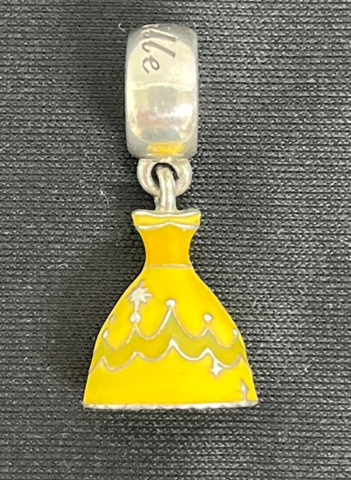 Pandora Princess Belle DRESS DISNEY Yellow Enamel Dangle Charm ...