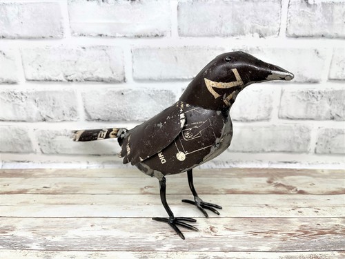 Rustic Repurposed Recycled Scrap Metal Crow Raven Bird Statue Home Farm ...