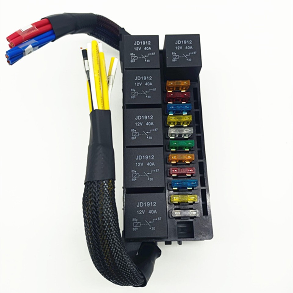 Modified Relay Fuse Box Kit 12V 40A With 6 Relays And 11 Fuses For Car ...