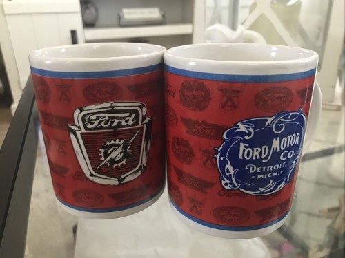 CERAMIC SET OF TWO MULTICOLOR FORD MOTOR CO. COFFEE MUGS | eBay