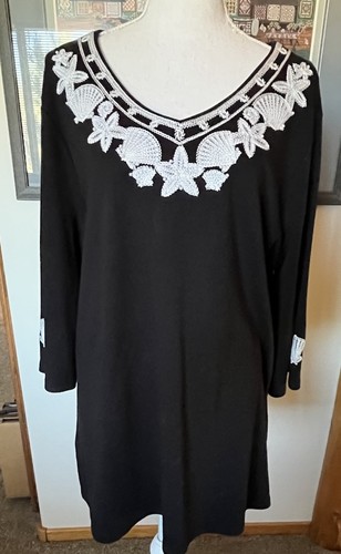 QUACKER FACTORY Black Knit Women's Shells Embellished Top Size 3X | eBay