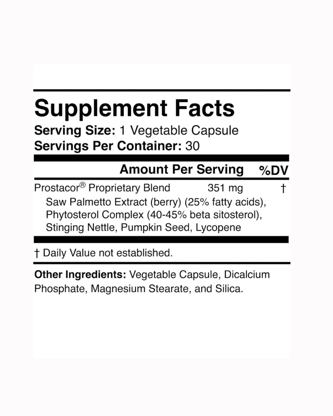 Prostacor Natural Prostate Support Dietary Supplement 30 Capsules for ...
