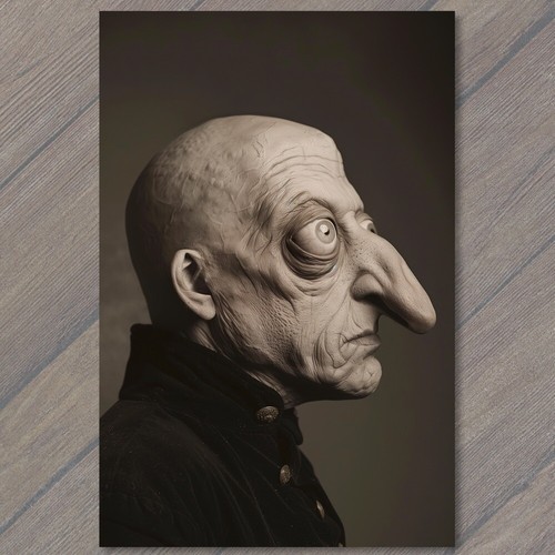 11x17" Oddity Man Big Eyes Creepy Weird Strange Portrait Freak Scary ...