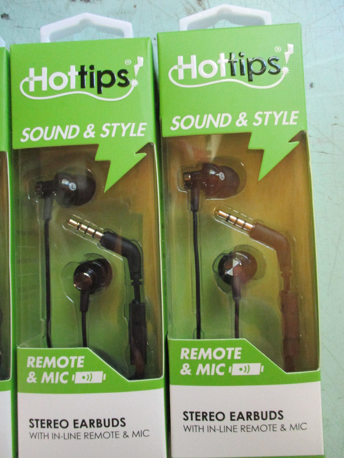 LOT OF 4 Hottips Sound Style 4ft Stereo Earbuds IN LINE REMOTE & MIC ...
