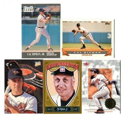 Cal Ripken Jr. 5 Baseball Trading Card Lot HOF BALTIMORE ORIOLES (LOT ...