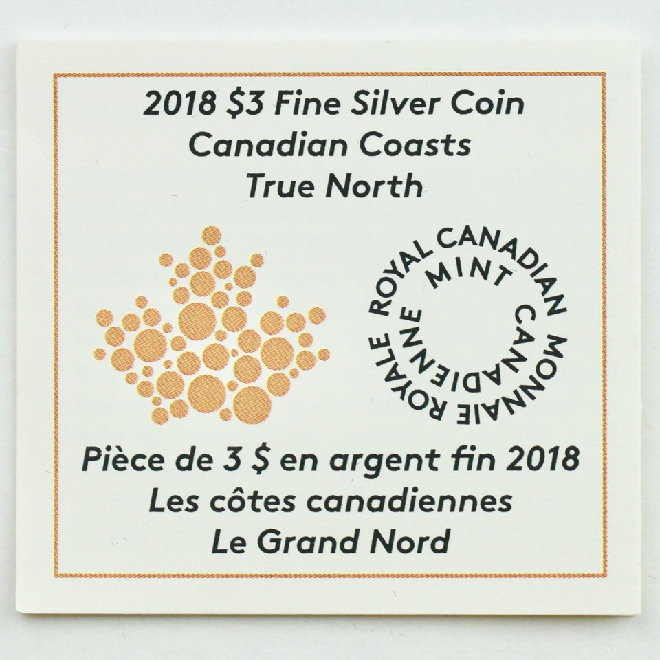 2018 $3 Canadian Coasts: True North Gold-Plated Pure Silver Square ...