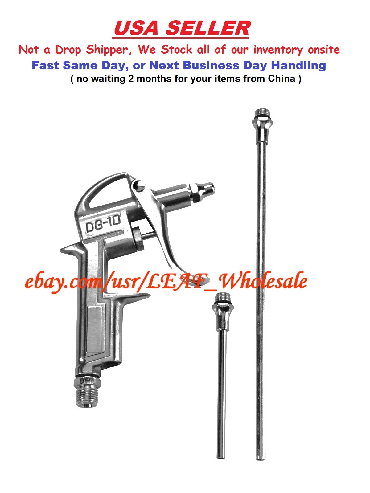 4 Piece Air Blow Gun Tool Set Pistol Trigger Compressor Duster, Free ...