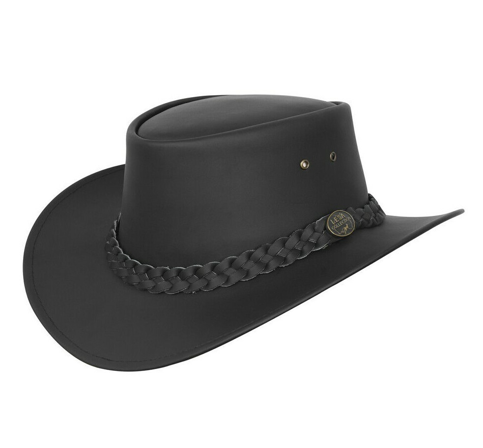 Australian Western Cowboy Style Leather Bush Hat Mens Womens Outback ...