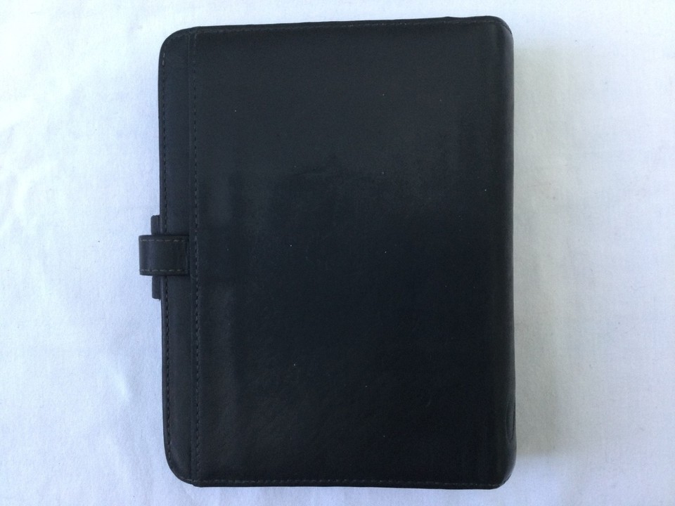 Filofax Hamilton Black Oiled Leather Organiser -Personal Size | eBay UK