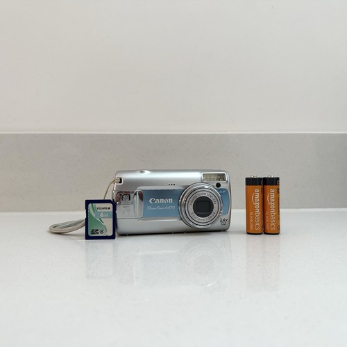 Canon Digital Camera PowerShot A470 7.1MP Silver/Blue + Batteries & SD ...
