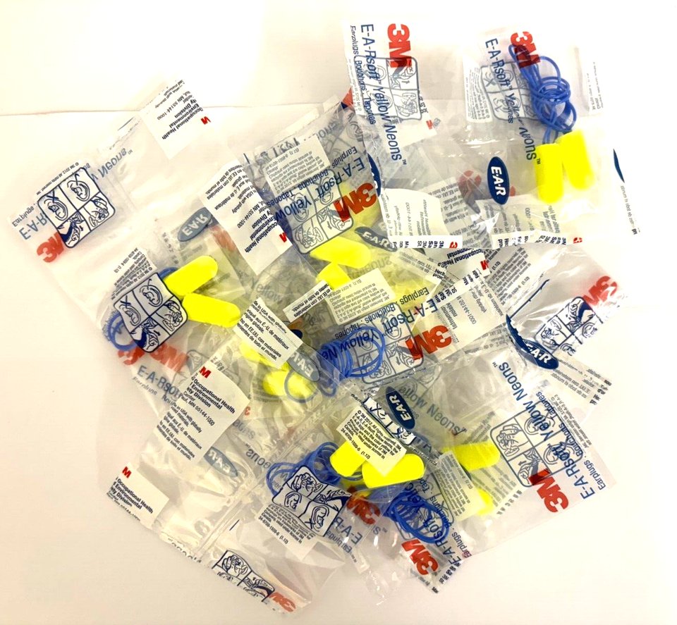 3M PUSH-IN CORDED EAR PLUGS NRR 33DB #311-1250 - 10 PAIRS - NEW ...
