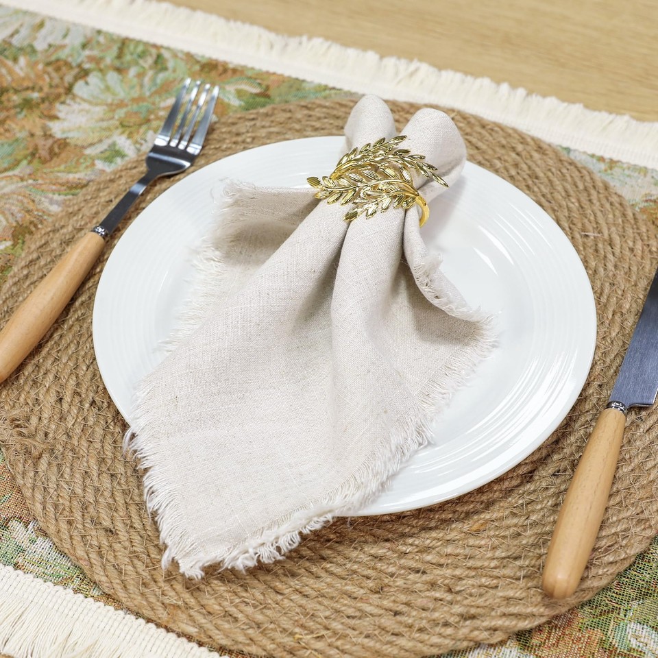 Beige Cloth Napkins Set of 6 Linen Cotton Table Rustic Fabric Napkin ...
