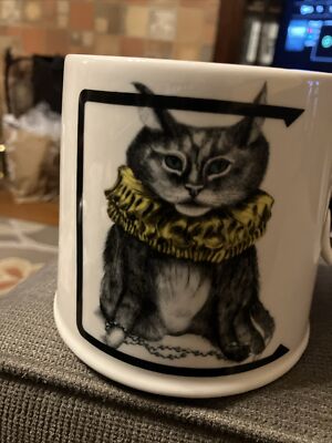 Anthropologie Florence Balducci Letter C Cat Coffee Mug White Black 16 ...