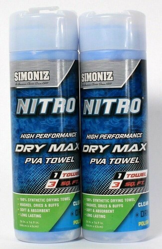 2 Count Simoniz Nitro High Performance Dry Max PVA Drying Towel 3 ...