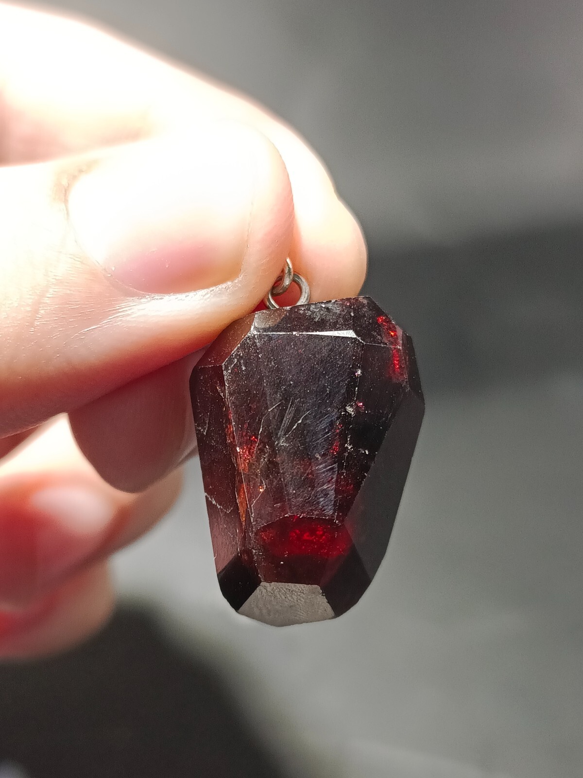 Rare Natural Stone Polished Red Almandine Garnet Crystal Pendant ...