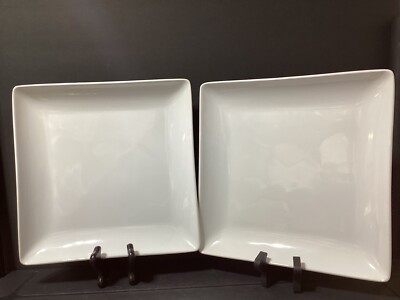 Set of 2 THRESHOLD SOFT WHITE SQUARE 10 1/2" DINNER PLATES (B14-082024 ...