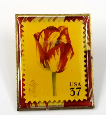 Tulip Flower USPS Spring Flowers 37 Cent Postage Stamp Gold Tone Lapel ...