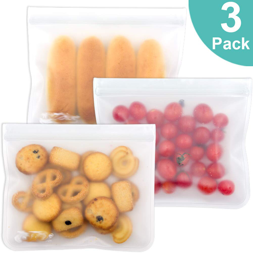 Eco-Friendly Reusable Food Storage Bags Leakproof Ziplock Snacks ...